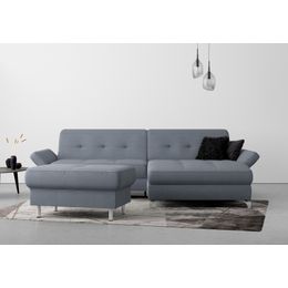 Polsterhocker Home Affaire "Maredo", blau (graublau), B:90cm H:49cm T:60cm, Hocker, Polsterhocker, Federkern-Polsterung, passend zur "Maredo"-Serie