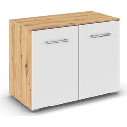 Kommode Rauch "Gamma", eiche artisan, alpinwei&szlig;, B:80cm H:61cm T:42cm, Holzwerkstoff, Sideboards, Kommode, mit 2 T&uuml;ren, verstellbaren B&ouml;den und viel Stauraum MADE IN GERMANY