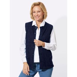 Strickweste Classic Basics, Damen, Gr. 48, blau (marine, meliert), 75% Polyacryl, 20% Polyester, 5% Polyamid, meliert, Westen Strickweste