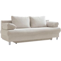 Schlafsofa Home Affaire "Como", wei&szlig;, B:196cm H:43cm T:53cm, 92% Polyester, 8% Nylon, Sofas, Schlafsofa, 2-Sitzer, Federkern, Breite 196 cm, inkl. R&uuml;cken.-und Armlehnenkissen