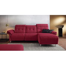 Ecksofa Home Affaire "Manhattan L-Form", rot, B:270cm H:102cm T:168cm, Kunstleder SOFTLUX;Flachgewebe (100% Polyester);Struktur (100% Polyester), Sofas, Ecksofa, 2 Sitze mit elektrischer Relaxfunktion, verstellbare Armlehnen