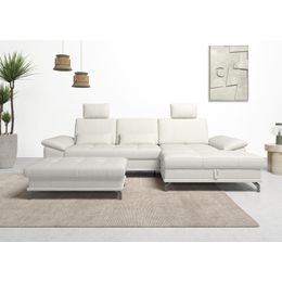 Ecksofa OTTO HOME "Costello L-Form, B: 301 cm mit Sitztiefen-, Armteilverstellung &", wei&szlig; (altwei&szlig;), B:301cm H:89cm T:176cm, Luxus-Microfaser (90% Polyester, 10% Polyamid);Samtoptik (100% Polyester), Sofas, Ecksofa, 3 Nierenkissen, optional Bettfunktion & Bettkasten, Topseller