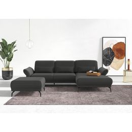 Ecksofa Home Affaire "Coco L-Form", grau (anthrazit), B:284cm H:88cm T:196cm, 95% Polyester, 5% Polyamid, Sofas, Ecksofa, Sitztiefen-, Arm- und Kopfteilverstellung, Cord-Bezug, Fu&szlig;h&ouml;he 15 cm