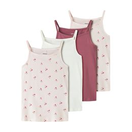 Unterhemd name it "NKFSTRAP f&uuml;r M&auml;dchen mit Stretchkomfort im 4er-Pack", M&auml;dchen, Gr. 104, 4 Stk., N-Gr, mauve morn, Jersey, Obermaterial: 95% Baumwolle, 5% Elasthan, bedruckt, unifarben, normal, Rundhals, Unterhemden Unterhemd, bedruckt, casual, regular fit, Baumwollmischung, Rundhals