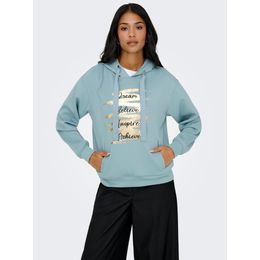 Kapuzensweatshirt Only "ONLALINA LIFE L/S PRINT HOOD SWT", Damen, Gr. XS, arona print:dream, Sweatware, Obermaterial: 93% Polyester, 7% Elasthan, bedruckt, regular fit, Rippb&uuml;ndchen, Sweatshirts