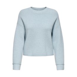 Strickpullover Only "ONLIBI LS RIB LOOSE PULLOVER CC KNT", Damen, Gr. XL, cashmere blau detail:melange, Strick, Obermaterial: 50% Viskose, 27% Nylon, 23% Polyester, meliert, relaxed fit normal, Rundhals, Rippb&uuml;ndchen, Pullover Strickpullover