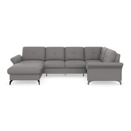 Wohnlandschaft Home Affaire, B:326cm H:91cm T:188cm, grau, 100% Polyester, Sofas, "Calando U-Form", wahlweise mit Bettfunktion, Bettkasten und