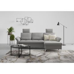Ecksofa Home Affaire, B:269cm H:89cm T:175cm, grau, 100%Polyester, Wohnzimmer, Sofas, "Palm Beach L-Form", Federkern, mit Sitztiefenverstellung,