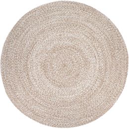 Teppich Paco Home, H:13mm &Oslash;:200cm, beige, Jute, Wohnzimmer, Teppiche, "Viborg 595", Jute, Modern, Boho, Handgefertigter Natur-Teppich