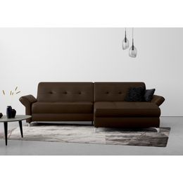Ecksofa Home Affaire, B:284cm H:89cm T:179cm, braun, 100% Polyester, Wohnzimmer, Sofas, "Maredo L-Form", Federkern, wahlweise auch mit Kopfteil- und