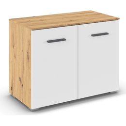 Kommode Rauch, B:80cm H:61cm T:42cmeiche artisan, alpinwei&szlig;, Holzwerkstoff, Sideboards, "Gamma", mit 2 T&uuml;ren, verstellbaren B&ouml;den und viel Stauraum
