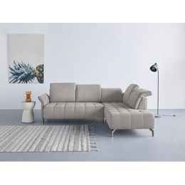 Ecksofa Home Affaire, B:260cm H:79cm T:220cm, silber, 98% Polyester 2% Polyamid, Wohnzimmer, Sofas, "Fresh L-Form", Federkern, wahlweise