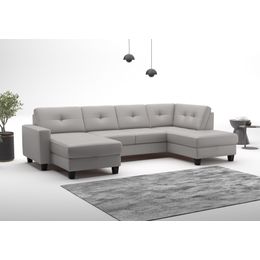 Wohnlandschaft Home Affaire, B:304cm H:91cm T:170cm, grau, Sofas, "Varese", wahlweise mit Bettfunktion und Bettkasten