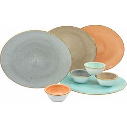 Creatable Steakteller "Essteller VINTAGE NATURE", 30cm, bunt, Speiseteller, Teller Set f&uuml;r 8 Personen, Porzellan