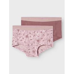 name it M&auml;dchen Boxershorts "NKFHIPSTER 2P MAUVE FLOWER NOOS", Gr. 158, lila, Jersey, Obermaterial: 95% Baumwolle, 5% Elasthan, bedruckt, Unterhosen