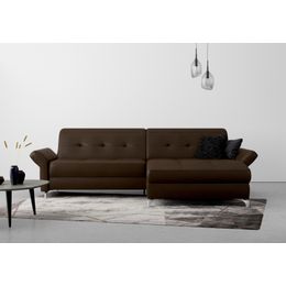 Ecksofa Home Affaire, B:284cm H:89cm T:179cm, braun, 100% Polyester, Wohnzimmer, Sofas, "Maredo L-Form", Federkern, wahlweise auch mit Kopfteil- und