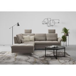 Ecksofa Home Affaire, B:263cm H:89cm T:224cm, braun, 100%Polyester, Wohnzimmer, Sofas, "Palm Beach L-Form", Federkern, mit Sitztiefenverstellung,