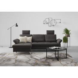 Ecksofa Home Affaire, B:269cm H:89cm T:175cm, grau, 100%Polyester, Wohnzimmer, Sofas, "Palm Beach L-Form", Federkern, mit Sitztiefenverstellung,