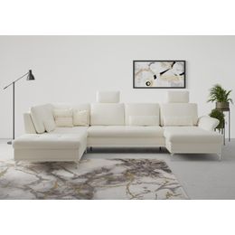 Wohnlandschaft Home Affaire, B:347cm H:89cm T:224cm, beige, 98%Polyester, 2%Polyamid, Sofas, "Palm Beach U-Form", Federkern, mit