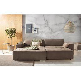 Ecksofa Home Affaire, B:293cm H:78cm T:172cm, braun, Struktur fein (100% Polyester);Luxus-Microfaser weich (90% Polyester, 10% Polyacryl);Struktur