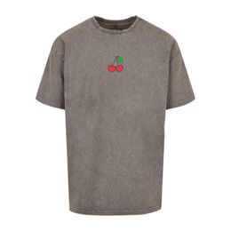 Merchcode Damen T-Shirt "Merchcode Summer - Sweet Cherry Acid Washed Oversize Tee"asphalt, Gr. S, bedruckt, 100% Baumwolle, Shirts