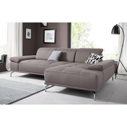 Ecksofa Home Affaire, B:269cm H:97cm T:174cm, grau, Flachgewebe Mura: (100% Polyester);Luxus-Microfaser Vintageoptik (100%