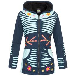 ANKERGLUT Damen Fleecejacke "Patchwork Multicolor NUNAVUT II NEW FLOWER POWER", blau, Gr. 50, 100% Baumwolle, Jacken