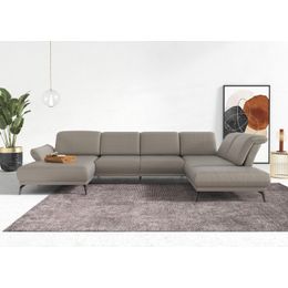 Sit & More Wohnlandschaft SIT & MORE, B:382cm H:88cm T:242cm, grau, 95% Polyester, 5% Polyamid, Sofas, "Coco U-Form", Sitztiefen-, Arm- und Kopfteilverstellung,