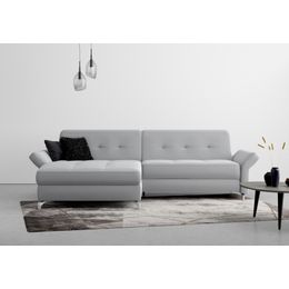 Ecksofa Home Affaire, B:284cm H:89cm T:179cm, grau, 100% Polyester, Wohnzimmer, Sofas, "Maredo L-Form", Federkern, wahlweise auch mit Kopfteil- und