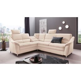 Ecksofa Home Affaire, B:249cm H:90cm T:209cm, beige, Luxus-Microfaser Lederoptik (100% Polyester);Luxus-Microfaser (100% Polyester);Luxus-Microfaser