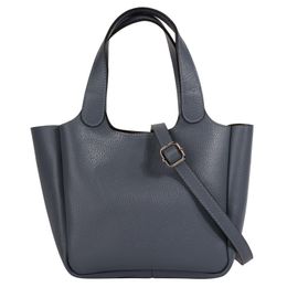 CLUTY Damen Henkeltascheblau, Leder, leicht gl&auml;nzend, unifarben, Taschen, echt Leder, Made in Italy