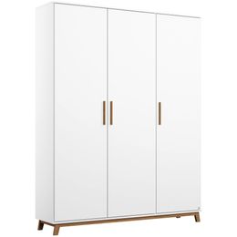 Dreht&uuml;renschrank Rauch, B:136cm H:203cm T:53cm, wei&szlig;, Holzwerkstoff, Massivholz, Schr&auml;nke, "Kleiderschrank Schrank Garderobe W&auml;scheschrank