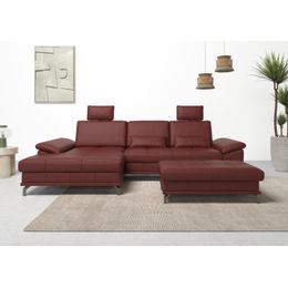 Ecksofa OTTO HOME, B:301cm H:89cm T:176cm, rot, Luxus-Microfaser (90% Polyester, 10% Polyamid);Samtoptik (100% Polyester), Wohnzimmer, Sofas,