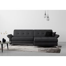 Ecksofa Home Affaire, B:284cm H:89cm T:179cm, grau, 100% Polyester, Wohnzimmer, Sofas, "Maredo L-Form", Federkern, wahlweise auch mit Kopfteil- und