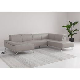 Wohnlandschaft Home Affaire, B:334cm H:81cm T:235cm, grau, Sofas, "Caluna", Inkl.Sitztiefenverstellung, wahlweise mit Kopf- und Armteilverstellung