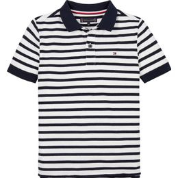 Tommy Hilfiger M&auml;dchen Poloshirt "FLAG POLO S/S", blau, Gr. 86, gestreift, Jersey, Obermaterial: 100% Baumwolle, Shirts, mit Logostickerei