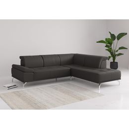Ecksofa Home Affaire, B:274cm H:81cm T:235cm, grau, Wohnzimmer, Sofas, "Caluna", Inkl.Sitztiefenverstellung, wahlweise mit Kopf- und