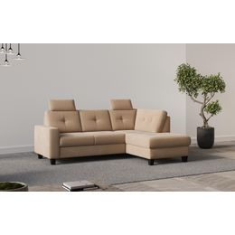 Ecksofa Home Affaire, B:226cm H:91cm T:170cm, braun, 100% Polyester, Wohnzimmer, Sofas, "Varese", wahlweise mit Bettfunktion und Bettkasten