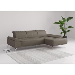 Ecksofa Home Affaire, B:280cm H:81cm T:174cm, grau, Wohnzimmer, Sofas, "Caluna", Inkl.Sitztiefenverstellung, wahlweise mit Kopf- und