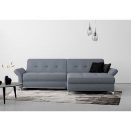 Ecksofa Home Affaire, B:284cm H:89cm T:179cm, blau, 100% Polyester, Wohnzimmer, Sofas, "Maredo L-Form", Federkern, wahlweise auch mit Kopfteil- und