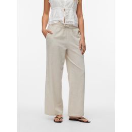 V&eacute;ro Moda VERO MODA Damen Schlupfhose "VMCAIA MW WIDE PANT WVN NOOS", beige, Gr. XL, unifarben, Web, Obermaterial: 90% Baumwolle, 10% Leinen, Hosen,
