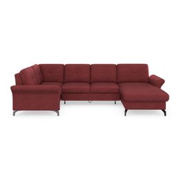 Wohnlandschaft Home Affaire, B:326cm H:91cm T:188cm, lila, 100% Polyester, Sofas, "Calando U-Form", wahlweise mit Bettfunktion, Bettkasten und