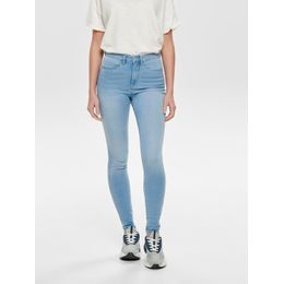 High-waist-Jeans Only "ONLROYAL &ndash; Skinny-Jeans mit hoher Taille und Abriebeffekt", Damen, Gr. XS (34), L&auml;nge 34, blau (light blau), Denim/Jeans, Obermaterial: 69% Baumwolle, 29% Polyester, 2% Elasthan, Abriebeffekte, skinny fit, Jeans High-Waist-Jeans, skinny fit, casual, Denim, Baumwollmischung, Eingrifftaschen