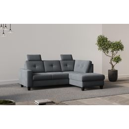 Ecksofa Home Affaire, B:226cm H:91cm T:170cm, grau, 100% Polyester, Wohnzimmer, Sofas, "Varese", wahlweise mit Bettfunktion und Bettkasten