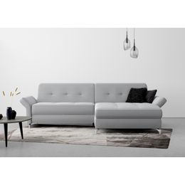 Ecksofa Home Affaire, B:284cm H:89cm T:179cm, grau, 100% Polyester, Wohnzimmer, Sofas, "Maredo L-Form", Federkern, wahlweise auch mit Kopfteil- und