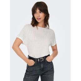 Kurzarmshirt Only "ONLIRINA S/S O-NECK TOP JRS NOOS", Damen, Gr. S, wei&szlig; (cloud dancer), Jersey, Obermaterial: 83% Viskose, 17% Polyester, unifarben, relaxed fit normal, Rundhals, Shirts