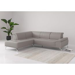 Ecksofa Home Affaire, B:274cm H:81cm T:235cm, grau, Wohnzimmer, Sofas, "Caluna", Inkl.Sitztiefenverstellung, wahlweise mit Kopf- und