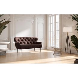 2-Sitzer Home Affaire, B:153cm H:97cm T:87cm, braun, 100% Polyester, Sofas, "Amber", mit Knopfheftung,in verschieden Stoffarten