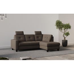 Ecksofa Home Affaire, B:226cm H:91cm T:170cm, braun, 90% Polyester 10% Polyamid, Wohnzimmer, Sofas, "Varese", wahlweise mit Bettfunktion und