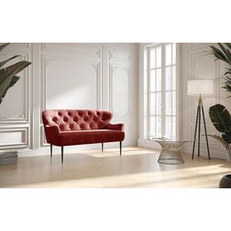 2-Sitzer Home Affaire, B:153cm H:97cm T:87cm, rot, 100% Polyester, Sofas, "Amber", mit Knopfheftung,in verschieden Stoffarten